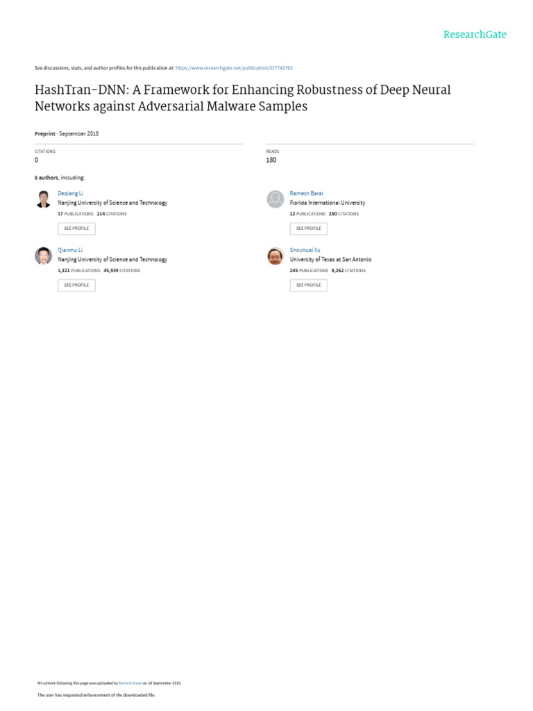 Hash Tran DNN | PDF | Deep Learning | Malware