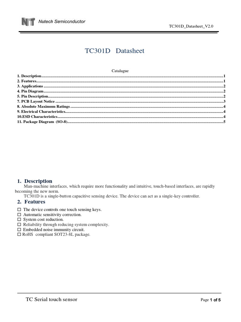 TC301D Datasheet: 1. Description | PDF | Capacitor | Printed Circuit Board