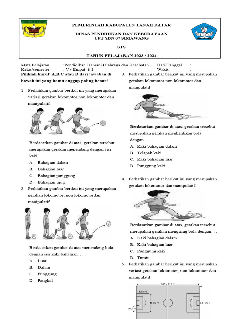 Soal STS 1 Pjok KLS V 2023-2024 | PDF