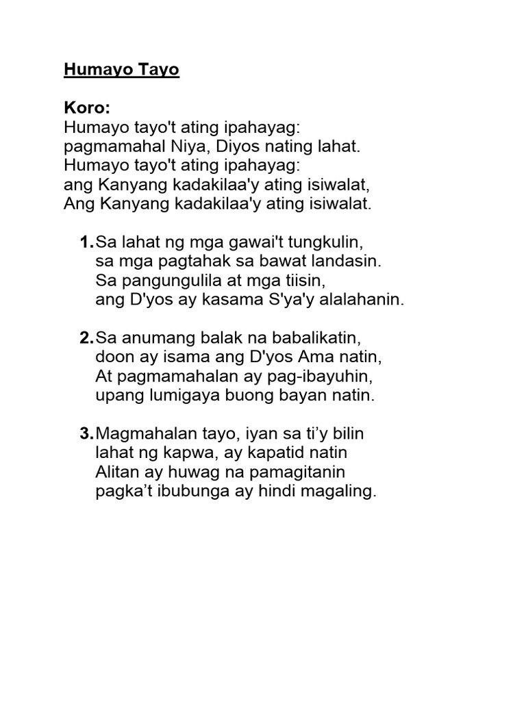 Humayo Tayo | PDF