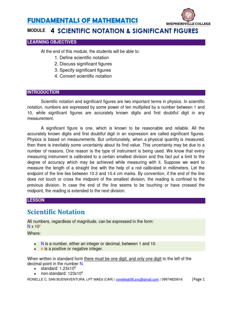 Scientific Notation & Significant Figures | PDF | Significant Figures ...