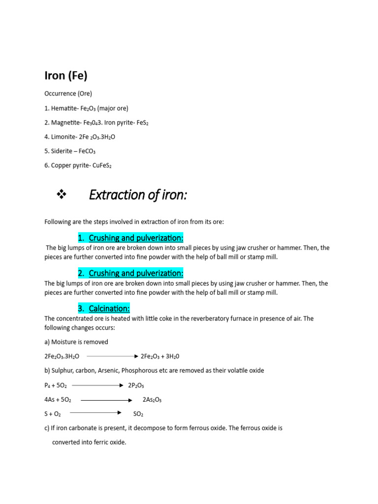 Iron Extraction and Properties Overview | PDF | Rust | Iron