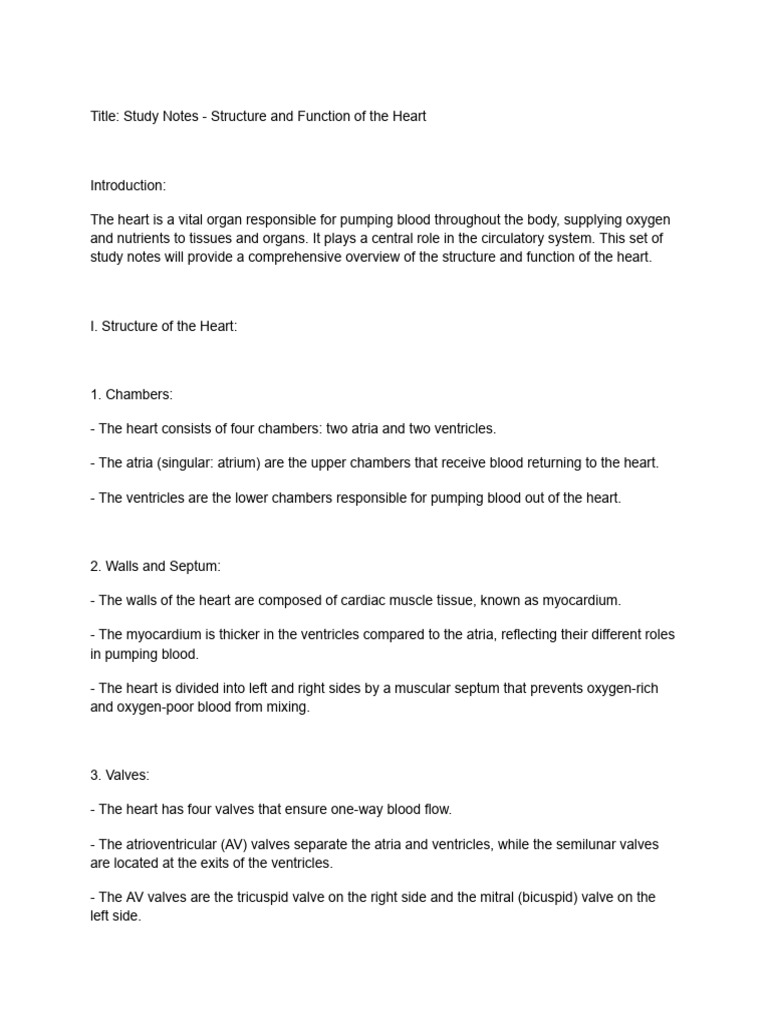 Structure and Function of The Heart | PDF | Heart | Heart Valve