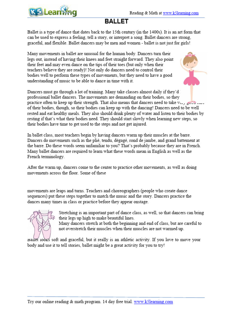 5th Grade 5 Ballet | PDF | Dances | Ballet Dancer