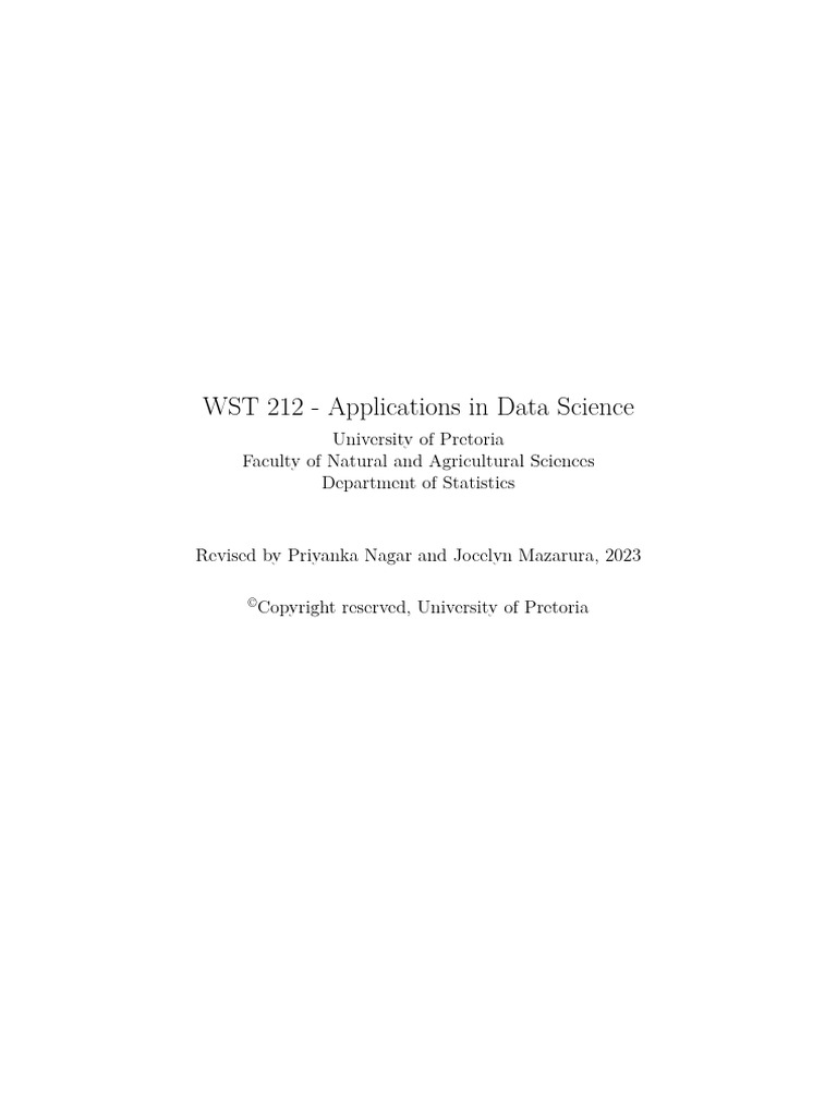 WST 212: Introduction To Data Science | PDF WST 212: Introduction To Data Science | PDF