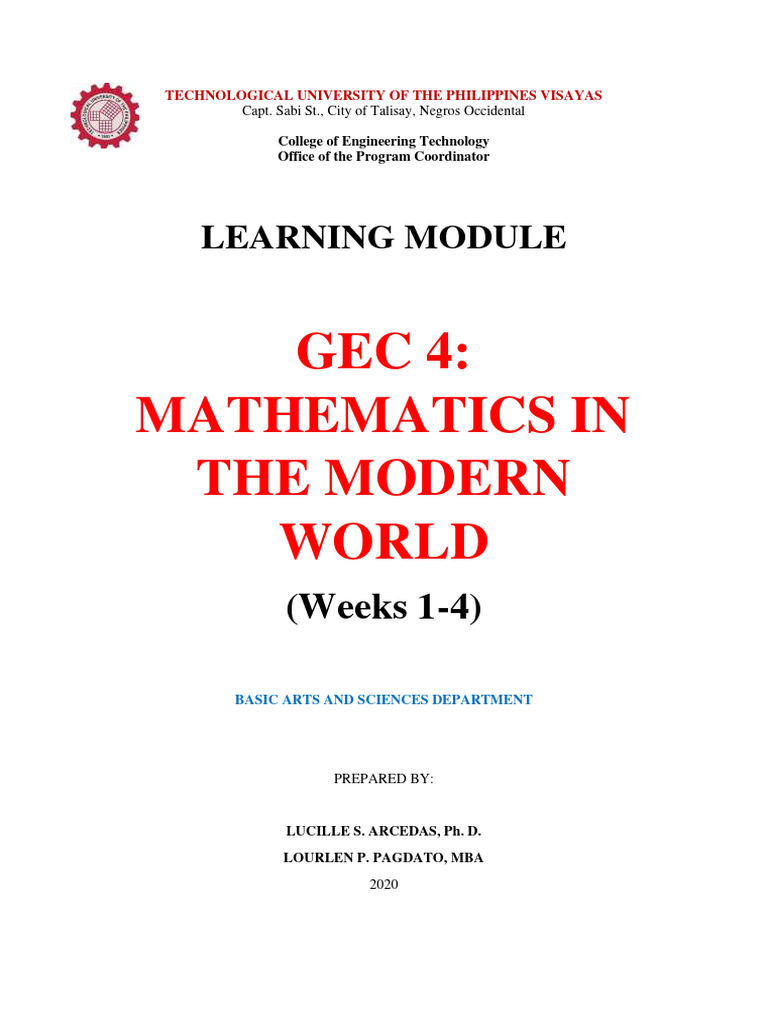 Gec 4 MMW Weeks 1 4 | PDF | If And Only If | Mathematics