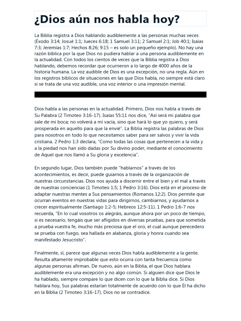 Dios Aún Nos Habla Hoy | PDF | Biblia | Dios