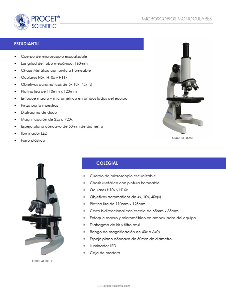 Microscopios Monoculares | PDF | Radiación electromagnética | Vidrio ...