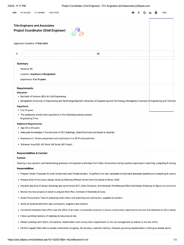 Trim Engineers-Project Coordinator | PDF