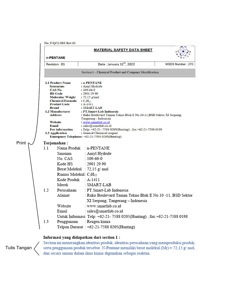 Sample MSDS Modul Penyulutan API Pada Uap Dari Sumber Berjarak Jauh | PDF