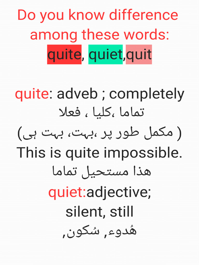 Quite, Quiet, Quit | PDF