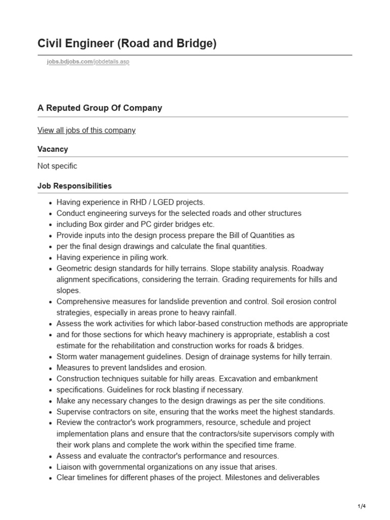 Civil Engineer Road and Bridge | PDF | Résumé | Road