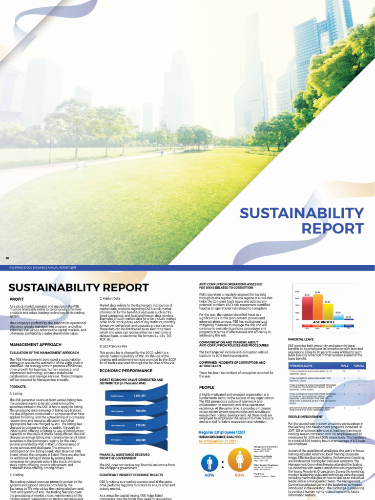 2017 PSE Sustainability Report | PDF | Employment | Stocks