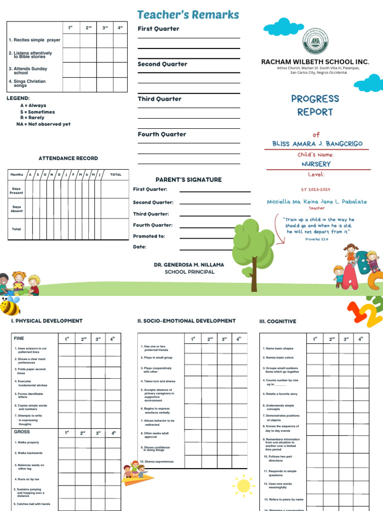 Progress Report - Nursery | PDF | Cognitive Psychology | Cognitive Science