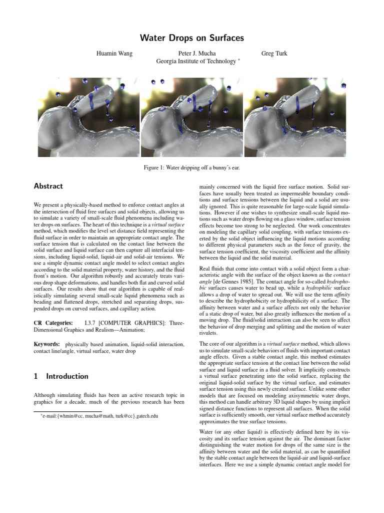 Water Drops On Surfaces | PDF | Surface Tension | Drop (Liquid)