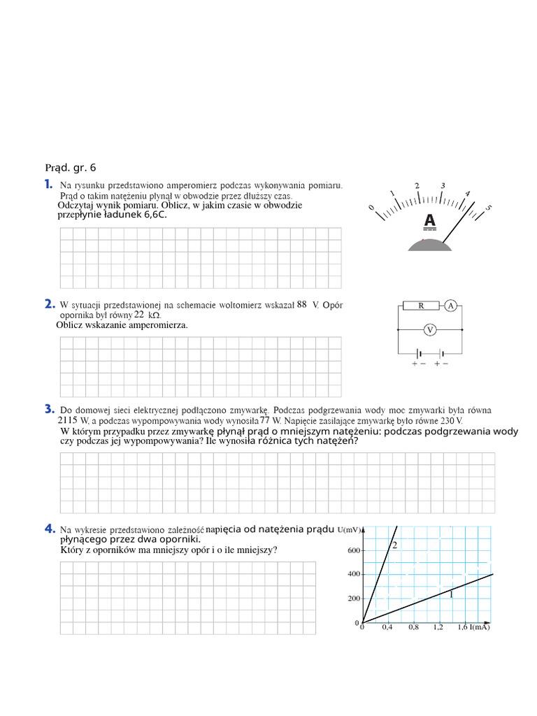 Sprawdzian Prąd Poziom Podstawowy | PDF