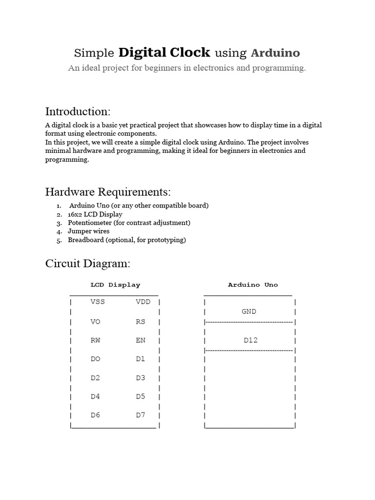 Digital Clock (Project) | Download Free PDF | Arduino | Manufactured Goods Digital Clock (Project) | Download Free PDF | Arduino | Manufactured Goods