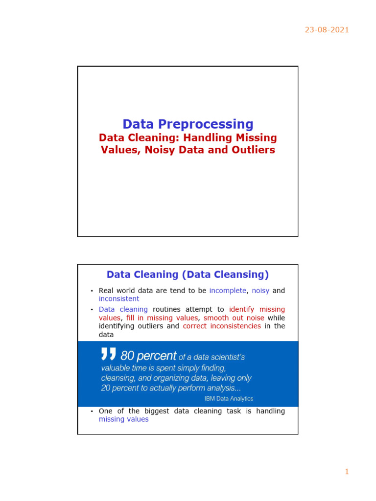 Class5 DataPreprocessing DataCleaning 23aug2021 | PDF | Mode (Statistics) | Regression Analysis