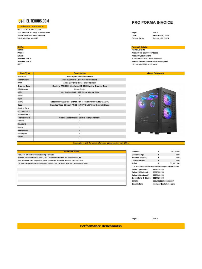 Elitehubs - PC Quotation | PDF | Personal Computers | Fee