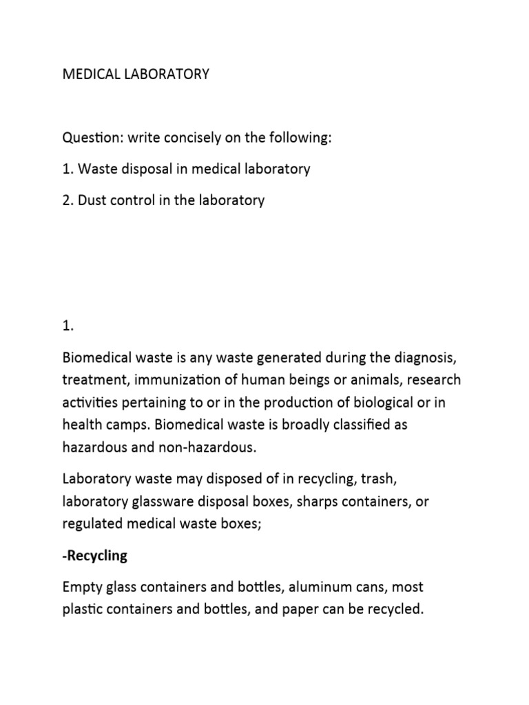 Medical Laboratory Pdf Waste Laboratories