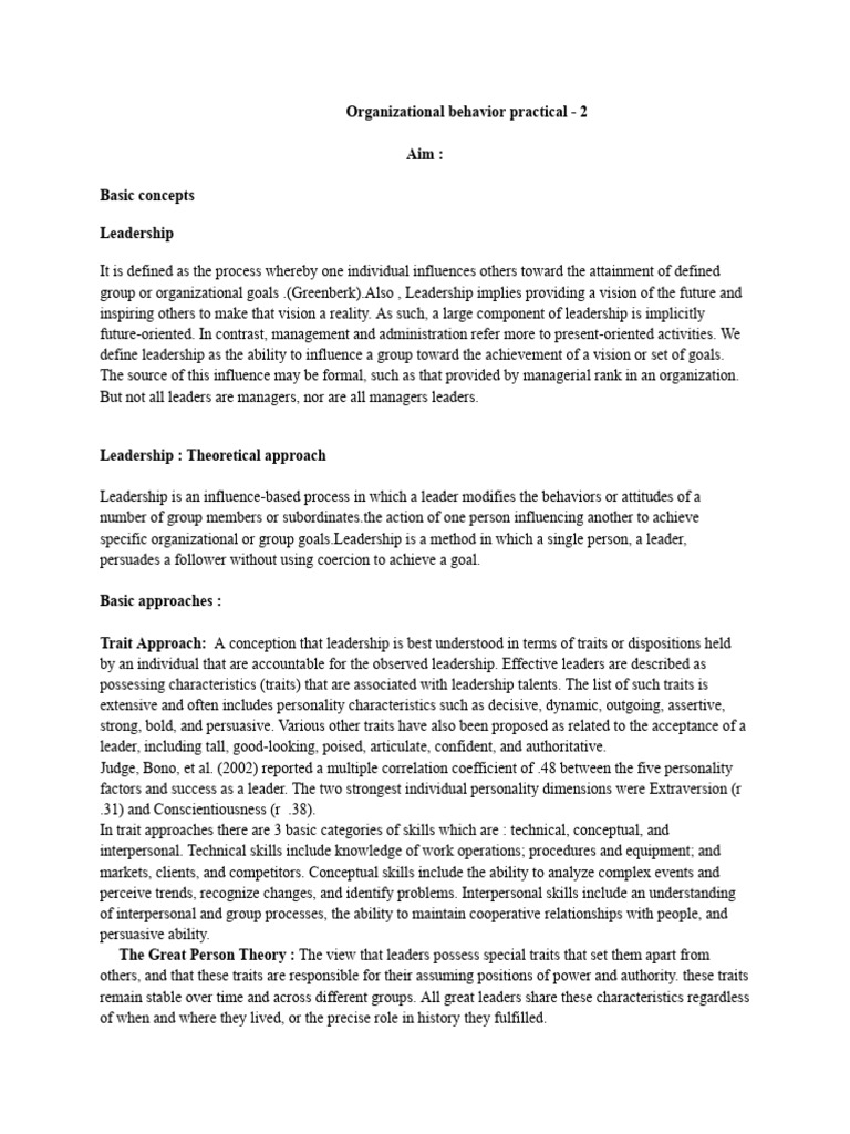 OB Practical - 2 | PDF | Leadership | Transformational Leadership