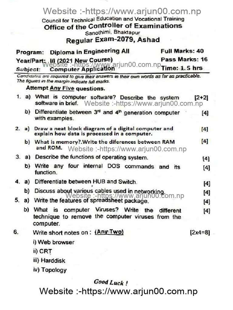 Computer Application 2079 | PDF | Home & Garden