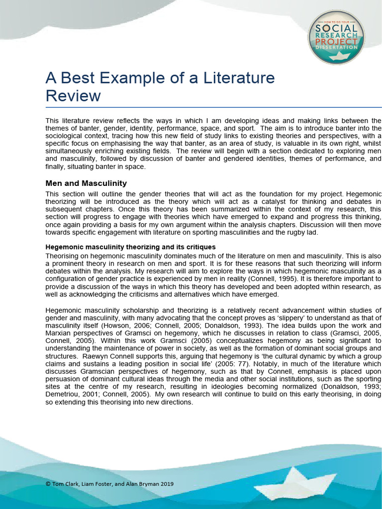 Clark Et Al 1e A Best Example of A Literature Review | PDF | Masculinity | Gender