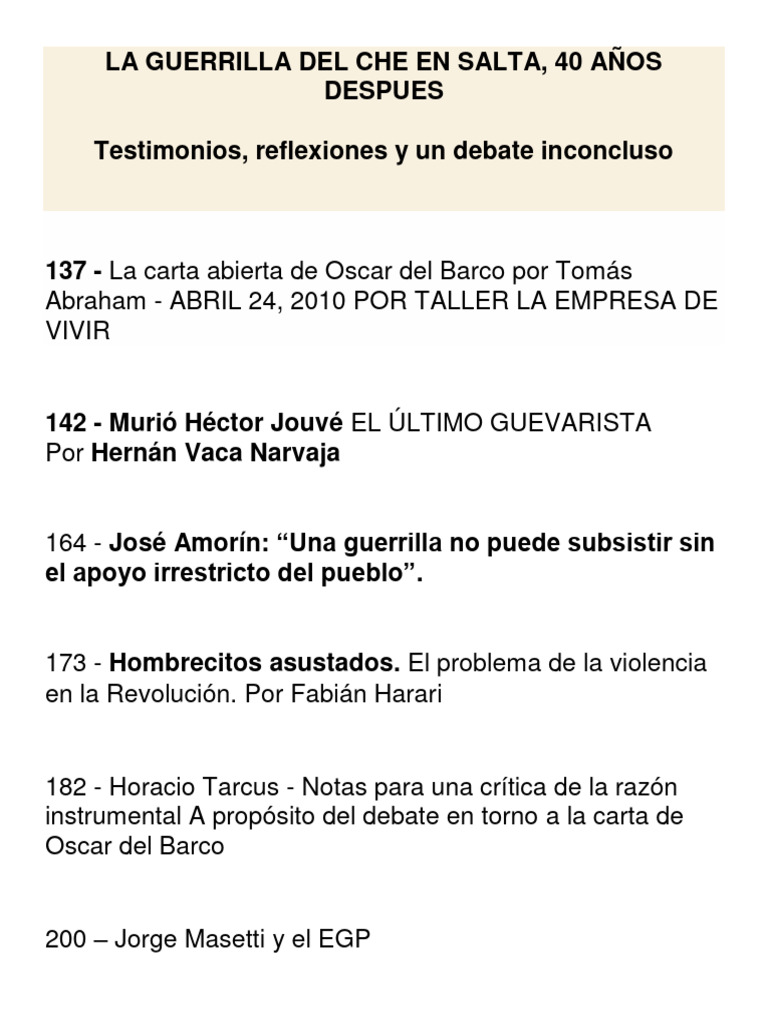 01 La Guerrilla Del Che en Salta | PDF | Che Guevara | Guerra de guerrillas