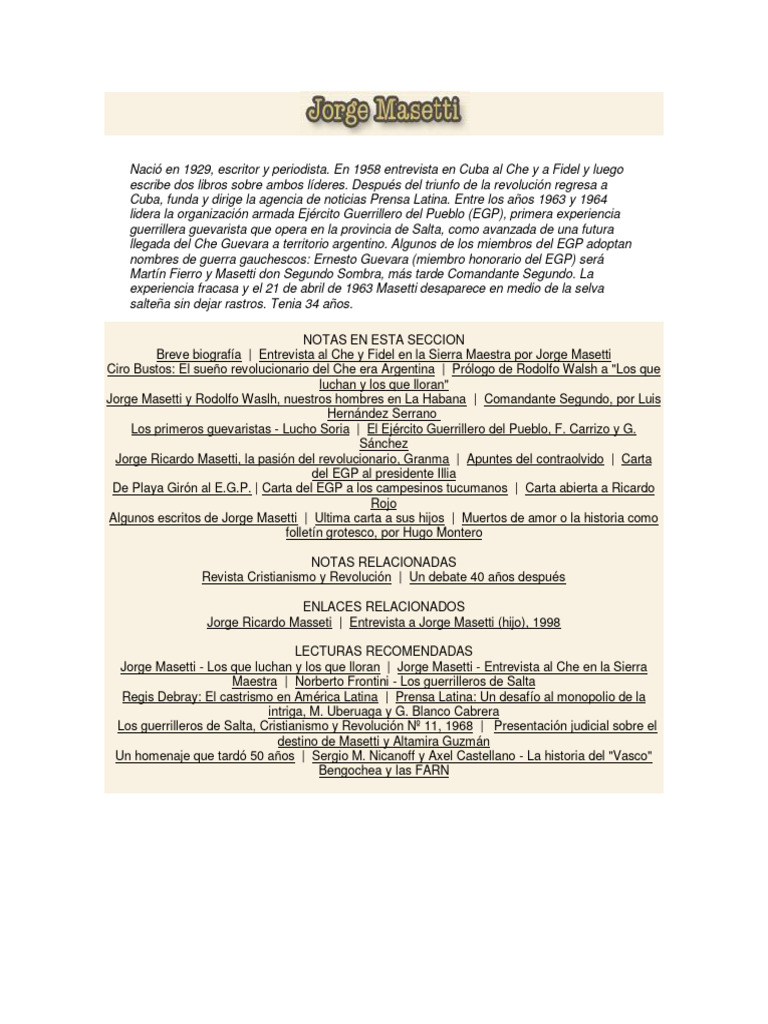 03 Jorge Masetti y El EGP | PDF | Che Guevara | Cuba