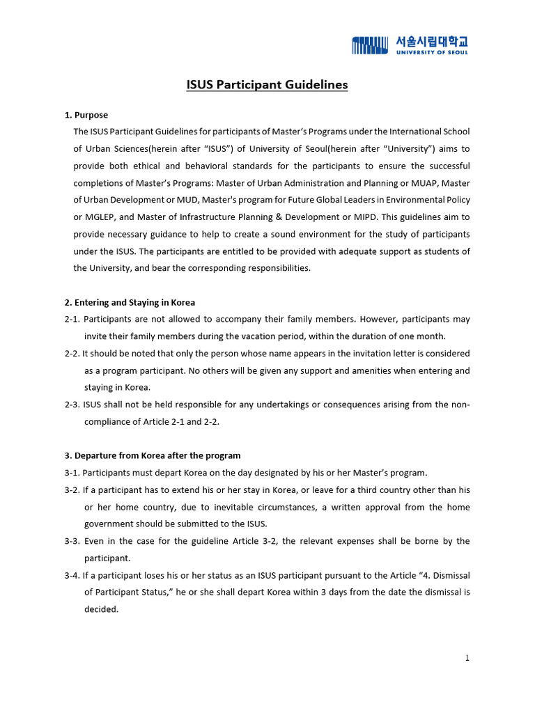 ISUS Participant Guidelines | PDF | Justice | Crime & Violence