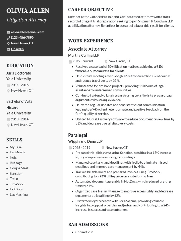 Litigation Attorney Resume Example | PDF | Lawyer | Lawsuit