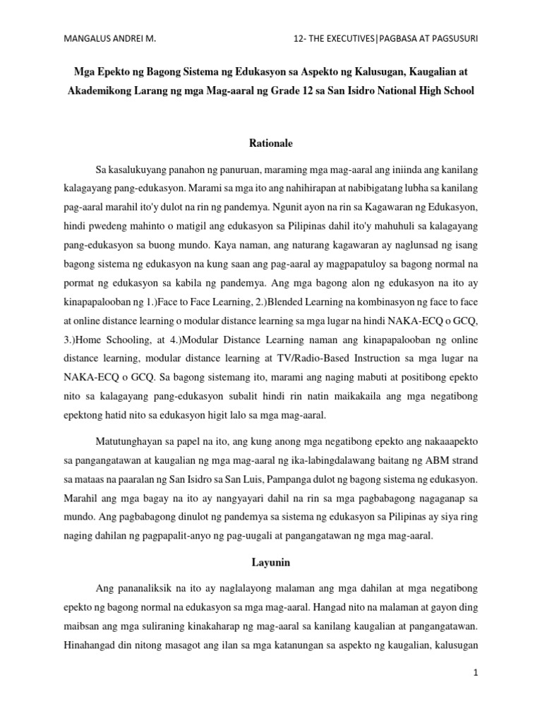 Konseptong-Papel-Andrei Mangalus | PDF