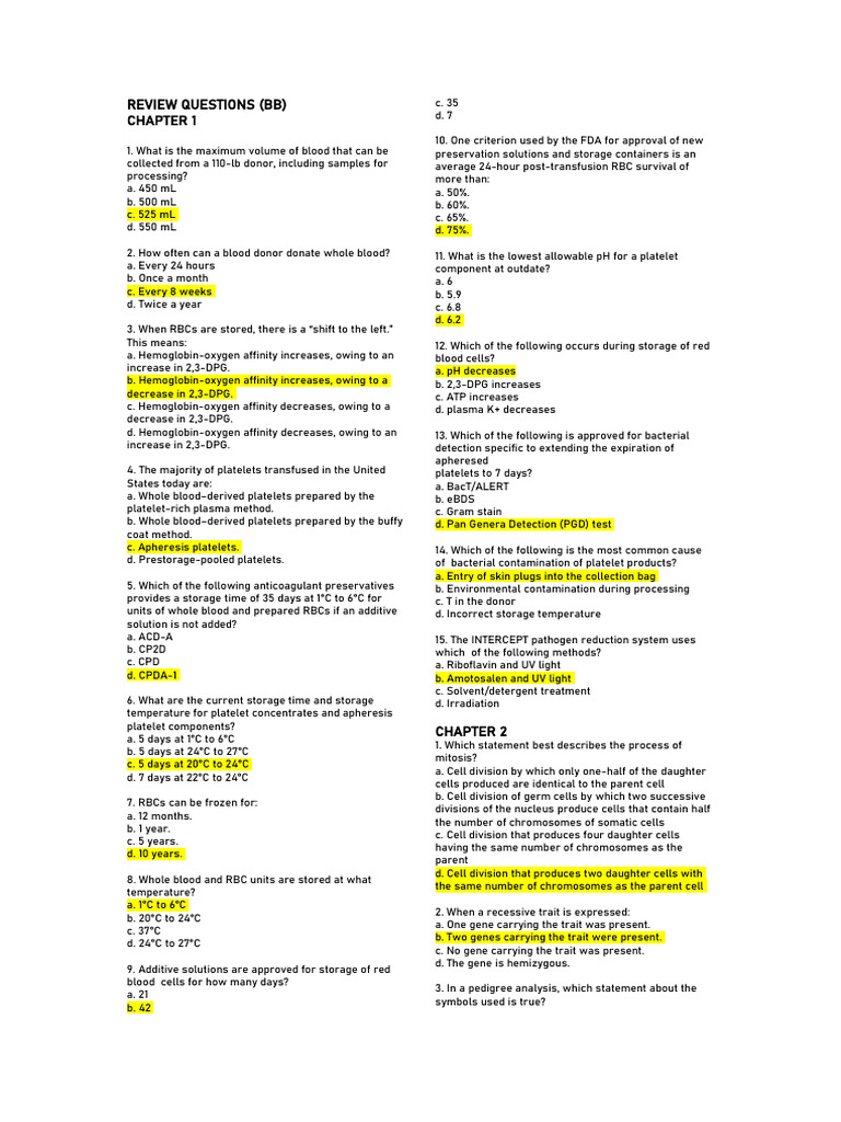 REVIEW QUESTIONS BB | PDF | Blood Type | Antibody