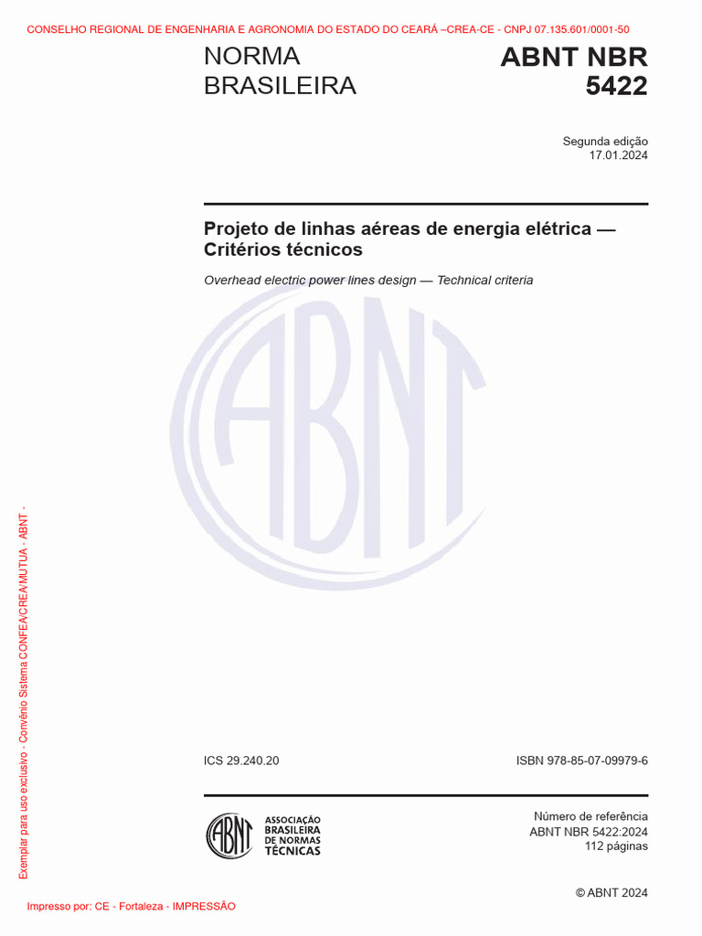 NBR 5422 LT Aérea | PDF | Corrente elétrica | Condutor elétrico