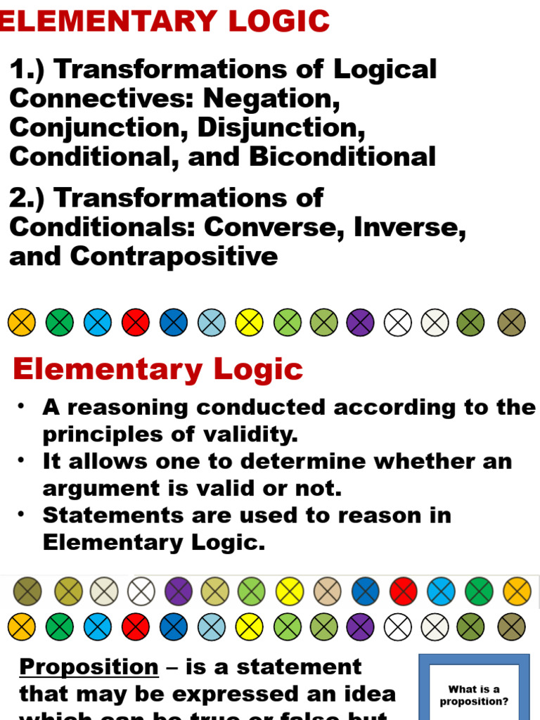 TOPIC 5 - Elementary-Logic | PDF | If And Only If | Logic