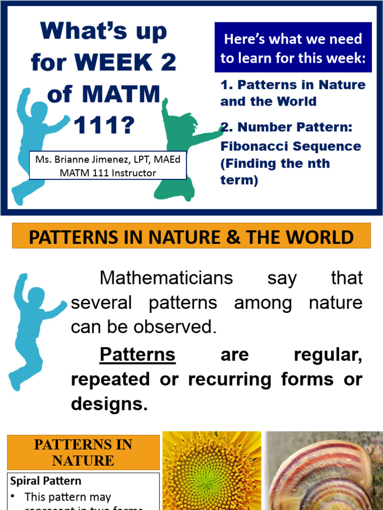Matm Week 2 Fibonacci And Patterns Pdf Pattern Elementary Mathematics