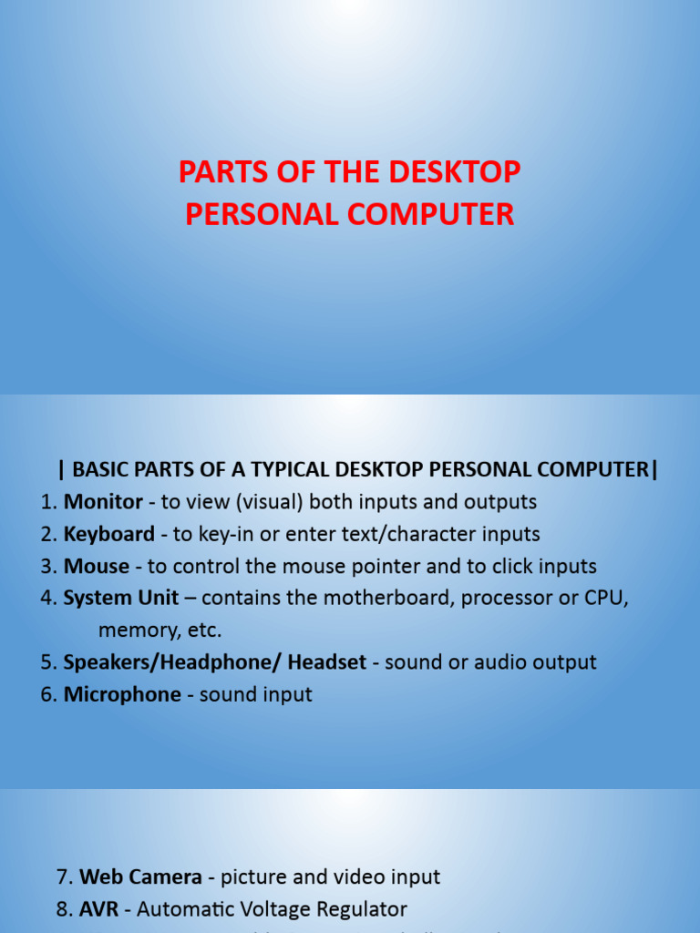 Parts of The Desktop | Download Free PDF | Desktop Computer | Personal ...