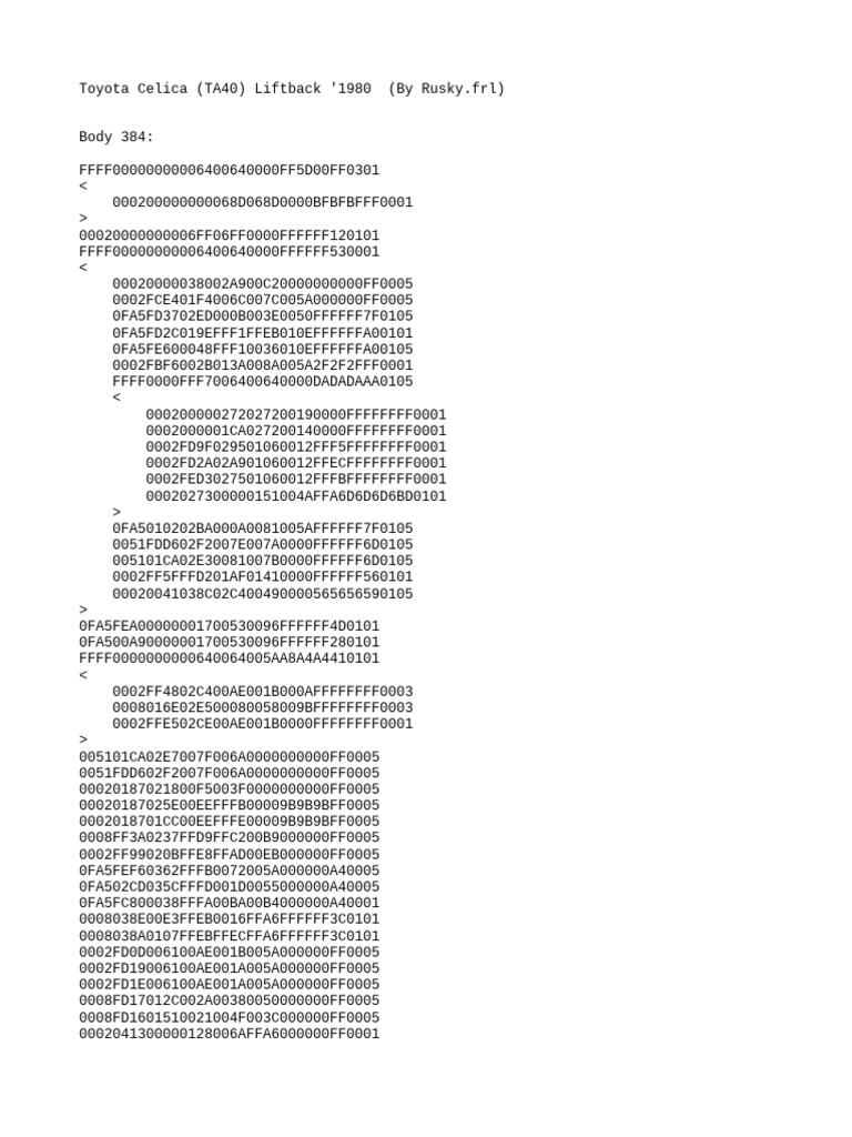 Toyota Celica TA40 LiftBack 1980 | PDF | Vehicles | Hatchbacks