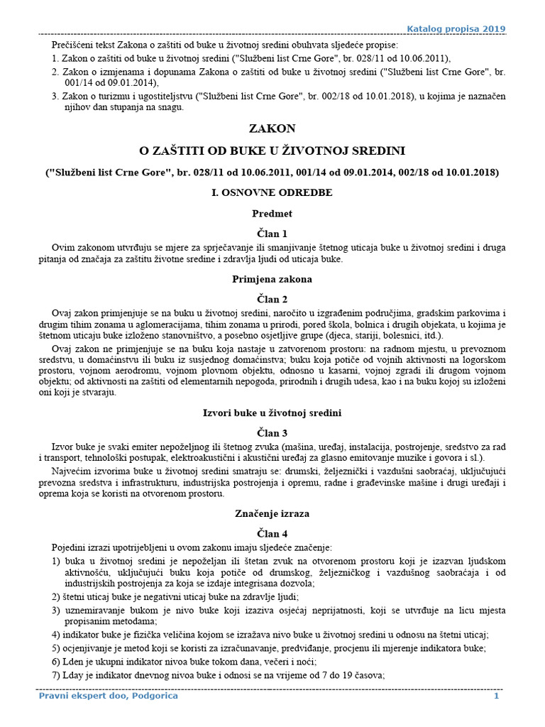 Zakon o Zastiti Od Buke U Zivotnoj Sredini 1 | PDF