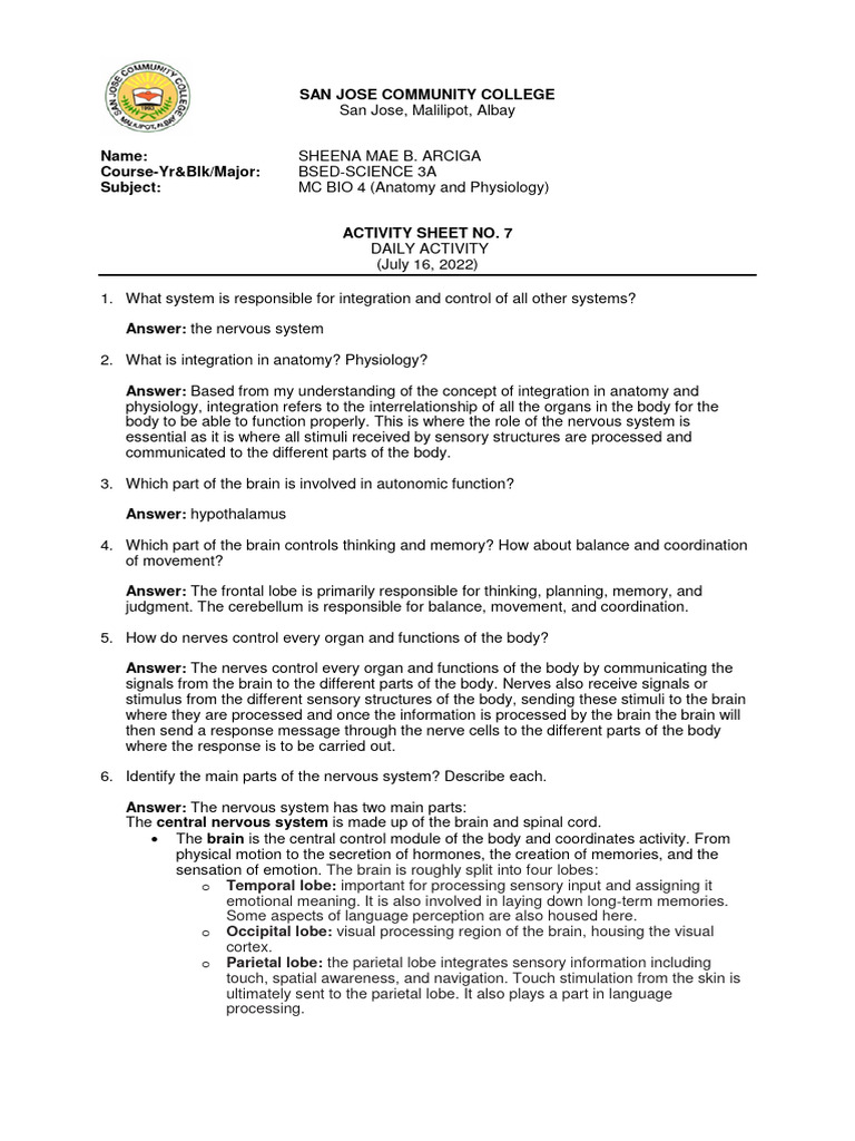 Activity-Sheet 7-MC Bio 4-Arciga | PDF | Nervous System | Autonomic ...