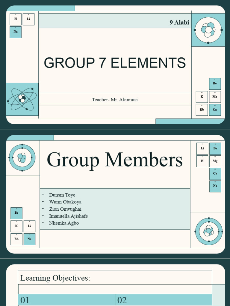Group 7 Elements Presentation | PDF | Periodic Table | Nature