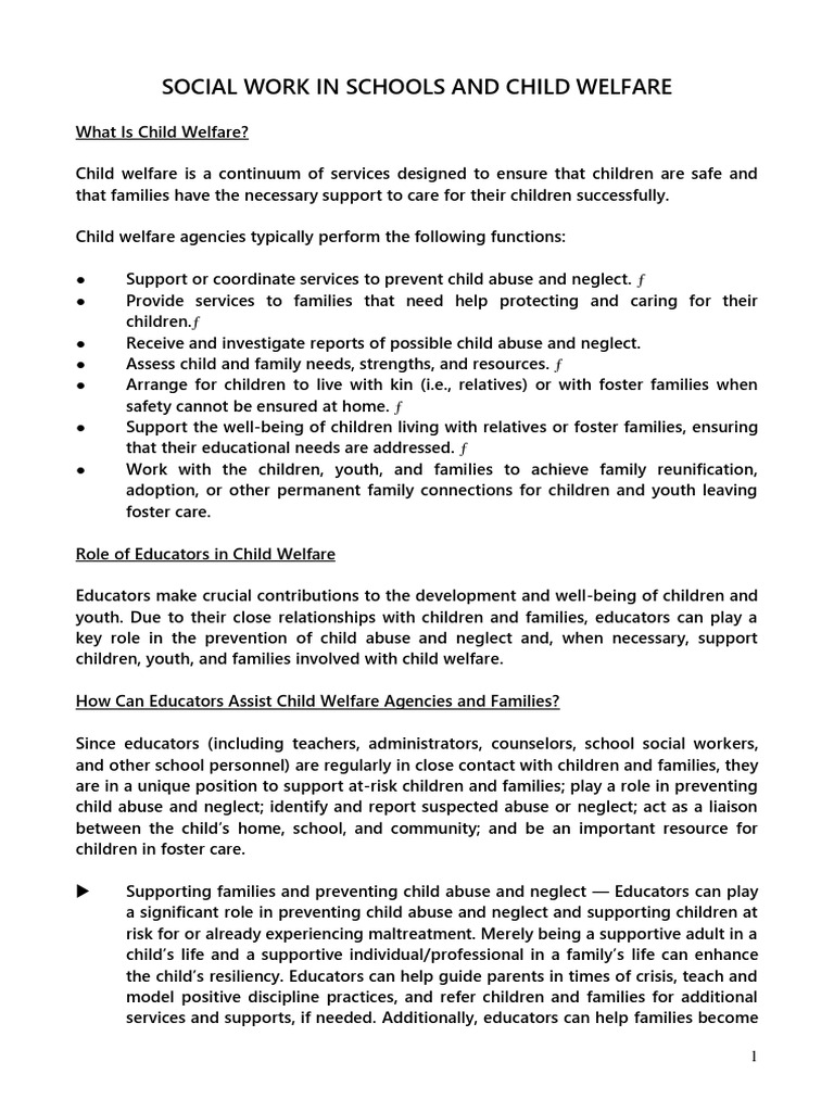 Social Work in Schools and Child Welfare | PDF | Child Abuse | Child ...