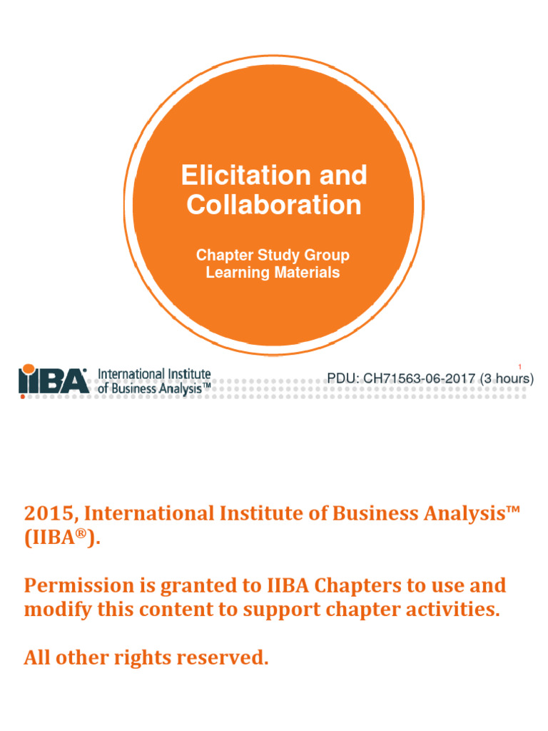 Session 3 - Chapter 4 Elicitation and Collaboration PDF | PDF ...