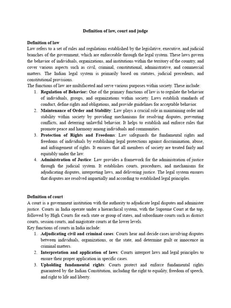Definitions of Law, Court, and Judge | PDF | Judge | Judiciaries