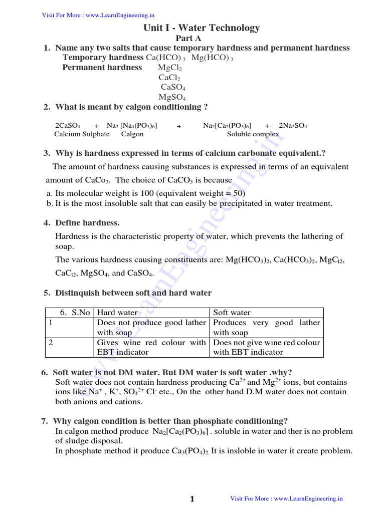 CY3151 2 MARKS & 16 MARKS 02 - by LearnEngineering - in | PDF | Membrane | Water