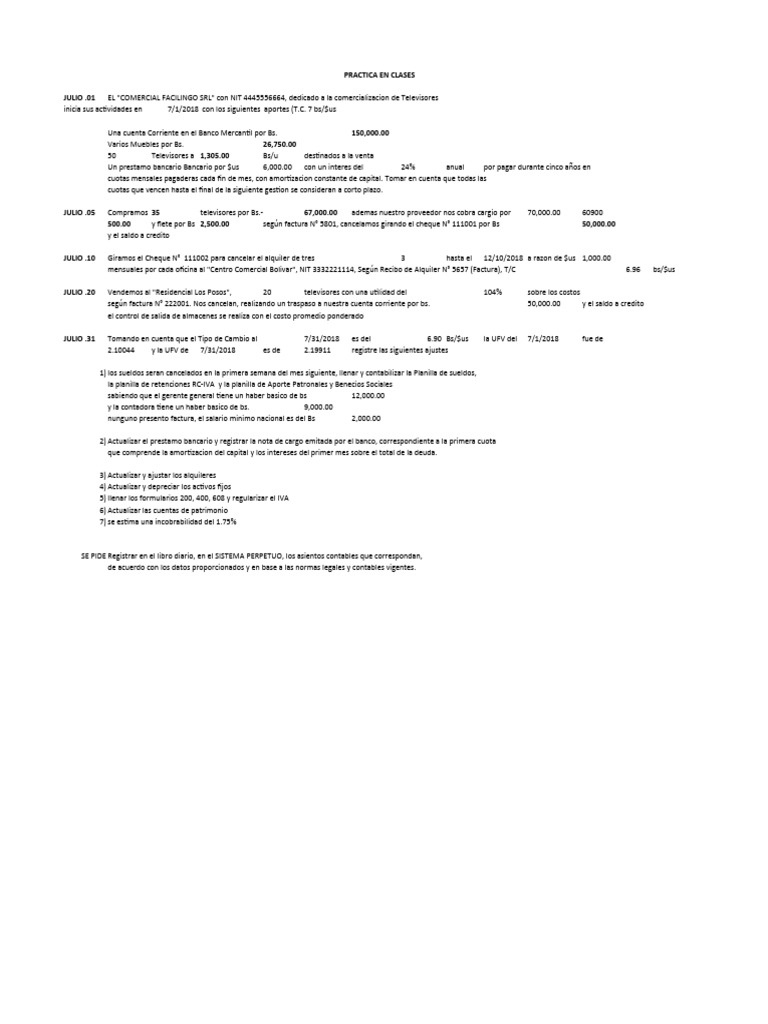 Actividad N°1 Ciclo Contable Empresa Comercial Facilingo Srl Actividad 1 Pdf Salario Bancos 
