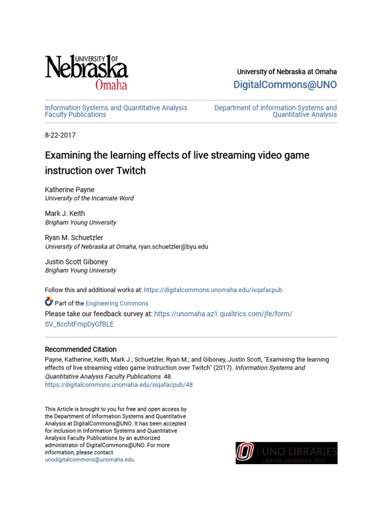 Examining The Learning Effects of Live Streaming Video Game Instr | PDF ...