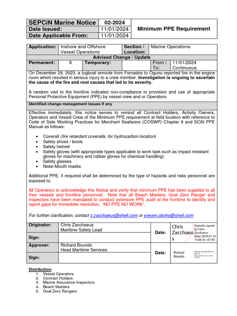 02 2024 Minimum PPE Requirement (1) | PDF | Personal Protective ...