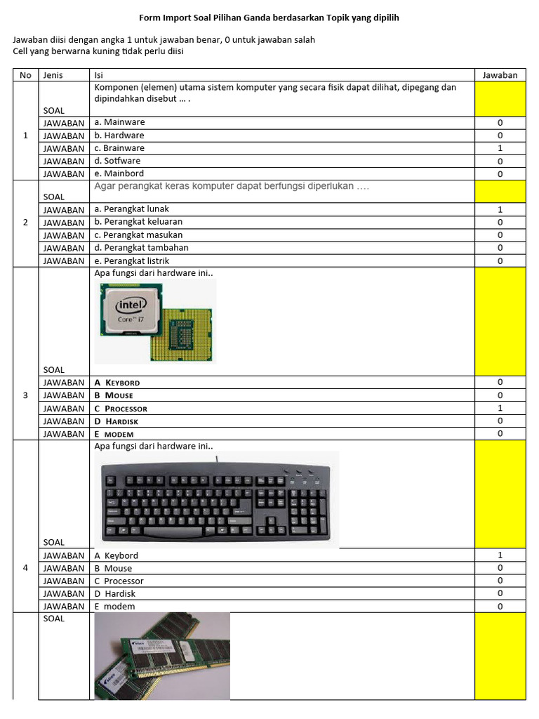 Form Soal Ganda Infor 10 Hardware | PDF