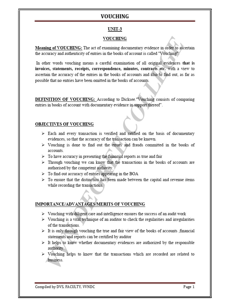 Unit 3 Vouching | PDF | Voucher | Receipt